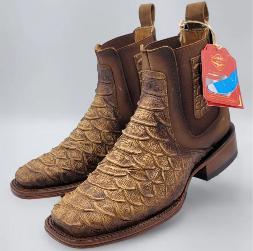 Quincy Men's Short Boot Python Print - Tobacco – The Cowboy Shop